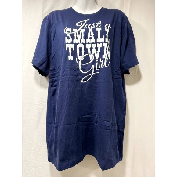 Tops | Womens Nave Blue Top Just A Small Town Girl New Size L Xl ...